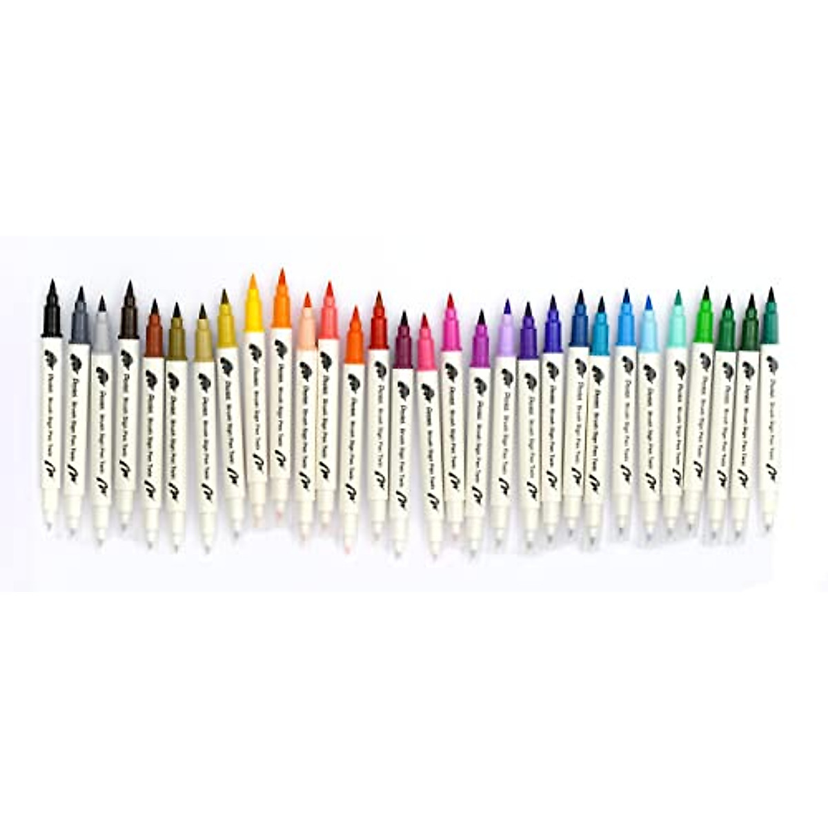 Pentel Brush Sign Pen Dual 30 Colors Set Fibre-Tip Pens with Two Flexible Writing Tips, Water-Based Ink, Assorted, (30 Pack)