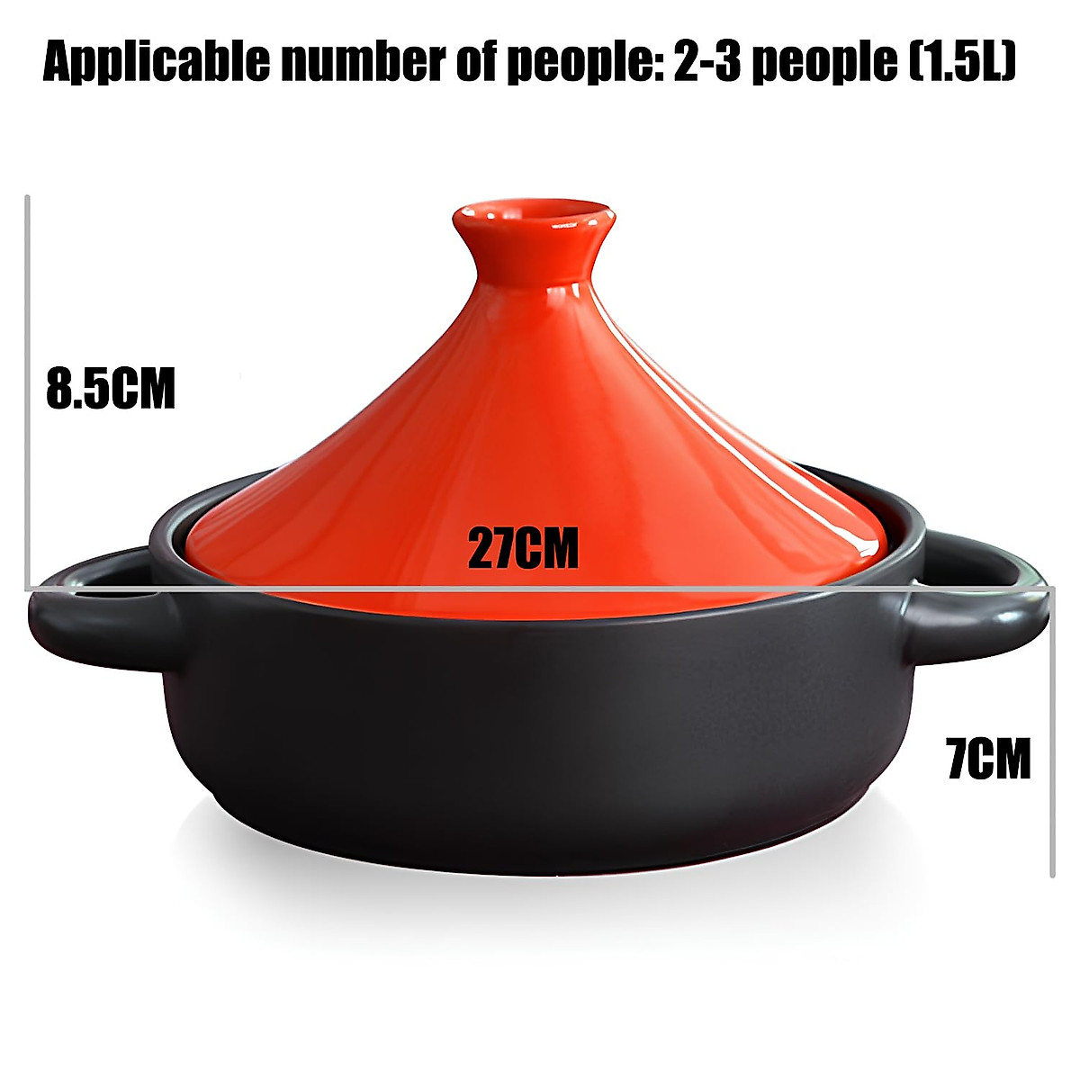 Xgxoz Enameled Cooking Pot, Tajine Ceramic Casserole with Ceramic Cone Shaped Closed Lid, Non-Stick Pot for Baking And Frying
