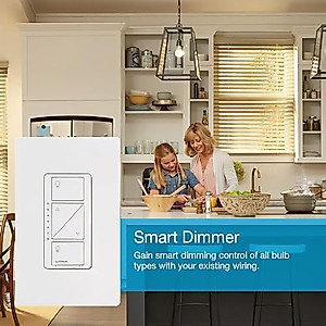 Lutron Caseta Original Smart Dimmer Switch (Lutron Smart Hub Required), for LED Lights, 150 Watt, Single-Pole/3-Way, No Neutral Required, PD-6WCL-BL, Black