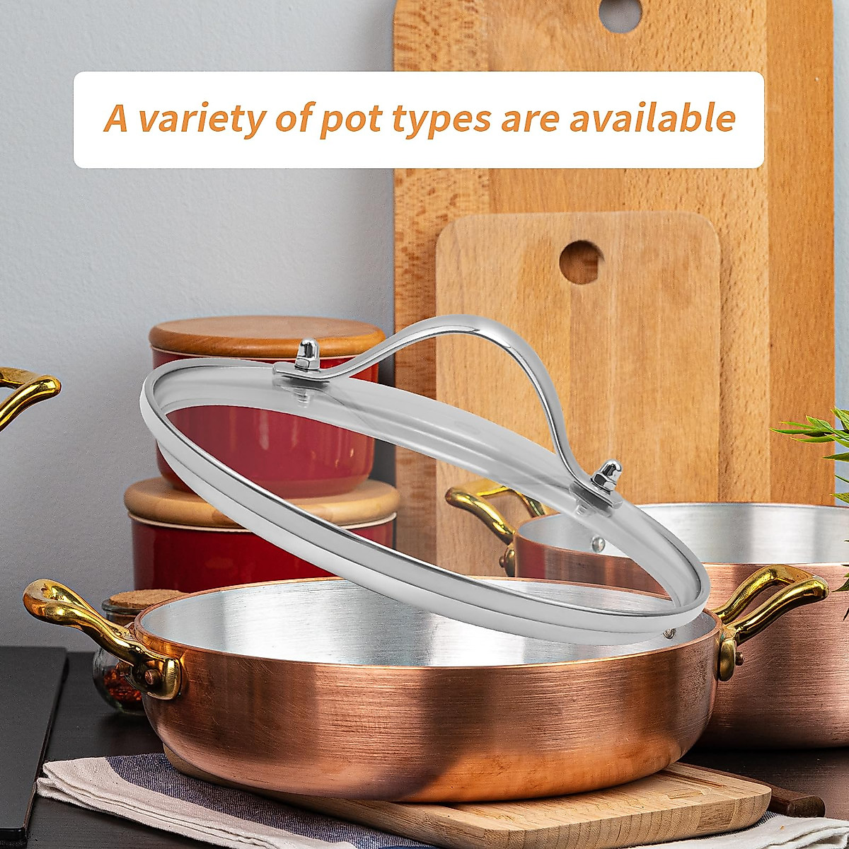 Pastlla 7 Inch Universal Tempered Glass Pot Lid Glass Covers with Stainless Steel Handle for Frying Pan Wok Pot Skillet