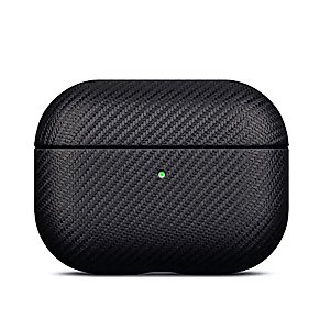 LOPIE Case (Not for AirPods Pro 1st Gen), Handmade AirPods Pro 2nd Generation Case Protective Cover, Carbon Fiber Style Vegan Leather Case for Men/Women - Black