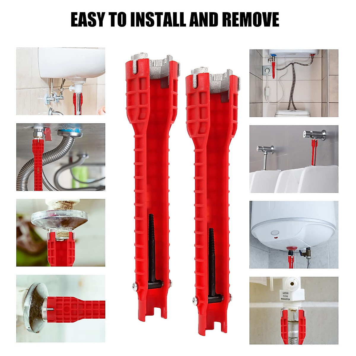 YBQSPLY Basin Wrench,8 in 1 Faucet Wrench and Sink Wrench Installer Multi Tool,Multi-Purpose Plumbing Tools Faucet Wrench Plumbers Wrench for Pipe and Tub Drain Removal Nut Wrench