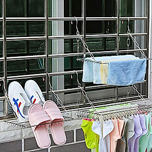 Cabilock Metal Coat Hanger Socks Drying Rack 36 Clips Stainless Steel Clothing Laundry Drying Hanger Underwear Bras Clip Drying Holder Balcony Clothes Hanger Organizer Dish Drying Rack Collapsible