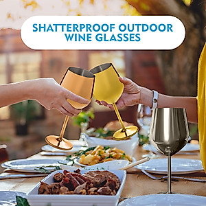 Omagaa Stainless Steel Wine Glasses Unbreakable Wine Glasses Set Of 2 Stemmed Outdoor Wine Glasses Wedding Glasses Large Black Wine Goblets Polished Glassware for Pool/Cocktail Parties 18 Oz