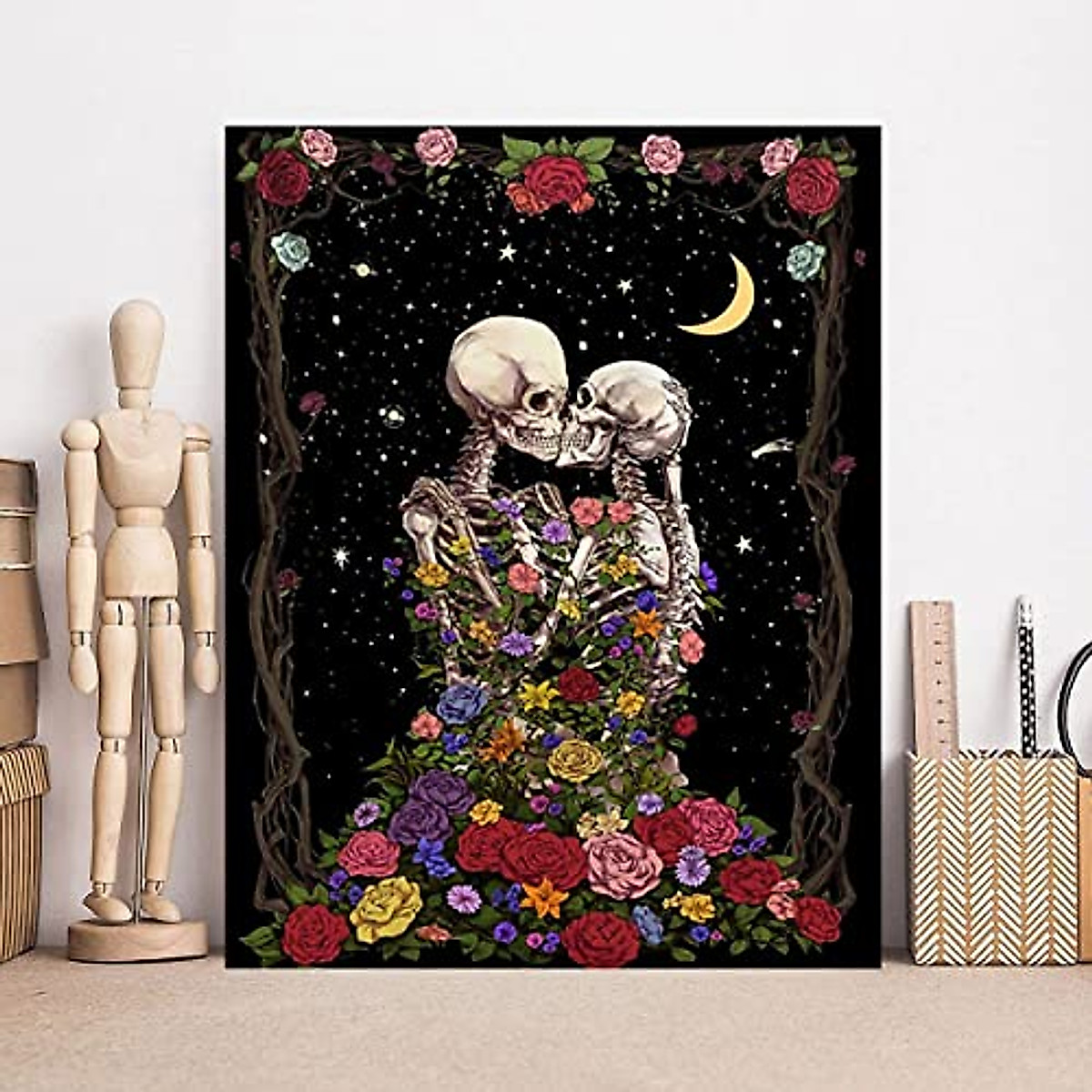 VeGuude Diamond Painting Kits for Adults - Skeleton Skeleton DIY 5D Diamond Art Kits Full Drill Diamond Dots Paintings with Diamonds Gem Art and Crafts Home Decor 12x16inch