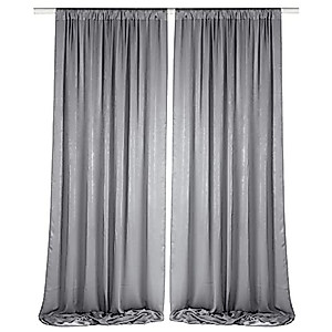 SHERWAY 2 Panels 4.8 Feet x 10 Feet Deep Gray Thick Satin Backdrop Drapes, Non-Transparent Window Curtains for Wedding Bridal Shower Birthday Anniversary Christmas Party Stage Decorations