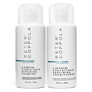 Peter Coppola a-Keratin Hydrating & Repairing Shampoo and Conditioner Duo - Strengthen and Repair Damaged Hair - Nourishes Hair for Soft Shiny Hair 10 oz
