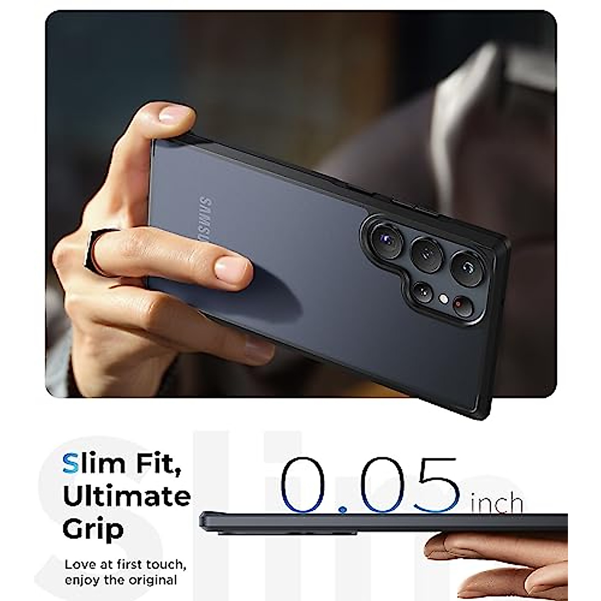 Simtect Shockproof for Samsung Galaxy S23 Ultra Case [Military Grade Drop Tested] [Ultimate Silky Touch] Translucent Matte Hard Back & Soft Edge Slim Protective Case for Galaxy S23 Ultra 6.8", Black