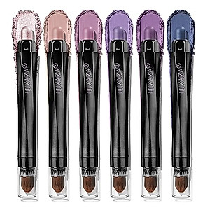 LUXAZA 6PCS Eyeshadow and Eyeliner Pen, Matte And Shimmer Cream Champagne Eye Brightener Pencil Crayon Purple Pink,Waterproof Makeup Stick - Purple Pink