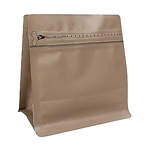 BAAGGNAA 150 Pack High Barrier Stand-Up Coffee Bean Bags with Vented Valve Matte Metallic Ziplock Heat-Sealable & Resealable Solid Color Pouches (Square,5.3 * 5.5 inch,1/4 lb,Light Brown)