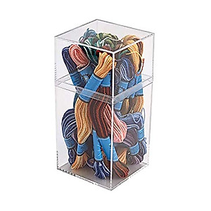 Pioneer Plastics 036C Clear Tall Rectangular Plastic Container, 2.75" W x 2.625" D x 5.75" H, Pack of 4