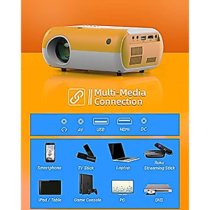 Mini WiFi Projector Portable - Salange 2023 Upgraded Pico 1080P Supported Video Projectors for Outdoor Movies, Kids Cartoon, Home Theater, Compatible with iPhone, Laptop, TV Box, HDMI