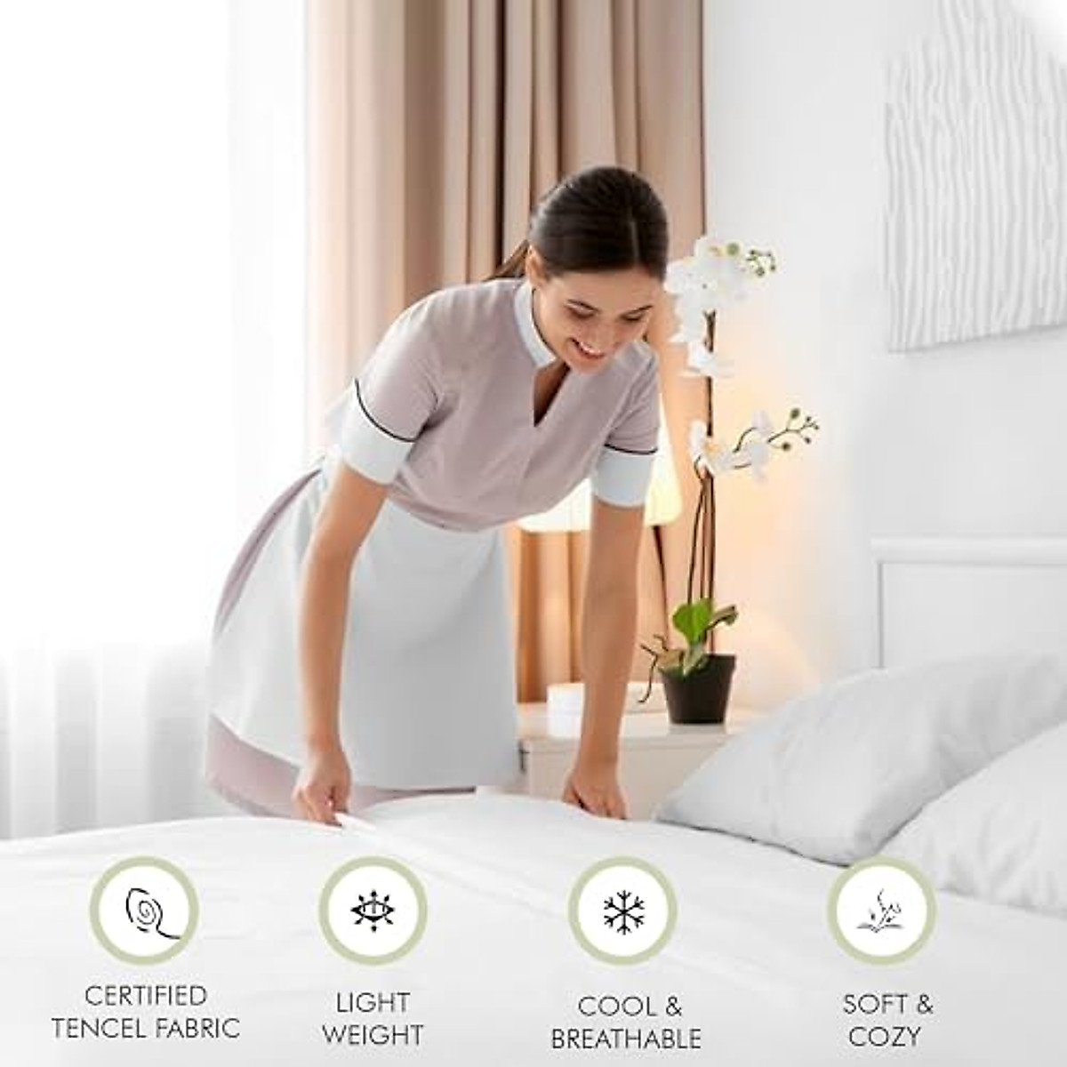 Linenwalas Tencel Lyocell Duvet Cover Set with Deep Pocket Fitted Sheet, Viscose Made from Eucalyptus Soft, Lightweight and Breathable Complete Halloween Black Bedding Set (Jet Black, King)