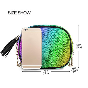 ALAZA Women's Snake Skin Rainbow Color PU Leather Crossbody Bag Shoulder Purse with Tassel