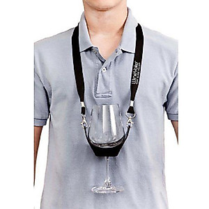 WineYoke Party Time Hand Free Wine Glass Holder Necklace - Set of 2 (Black & Burgundy)