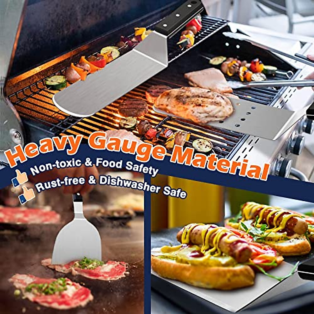 18Pcs Griddle Accessories Set, Joyfair Stainless Steel Flat Top Grill Spatula Kit for Outdoor Barbecue Teppanyaki Camping Cooking, Included Melting Dome, Burger Turner, Carrying Bag and More Tools