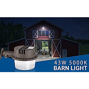 TERRASON LED Security Area Light 43 Watts - Barn Light Dusk to Dawn with Photocell - Ultra Bright Yard Light 5500 Lumens, 5000K, 400W Incandescent or 150W HID Light Equal