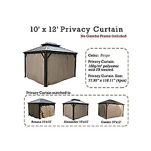 Kozyard Hardtop Gazebo Privacy Curtain Sidewall (for for Alexander, Caesar, Rosana, Apollo Models) (10ft x 12ft, Brown)