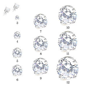 Stainless Steel Round Cut Cubic Zirconia Stud Earrings With Clear Case - Gold, Silver (3mm~12mm)