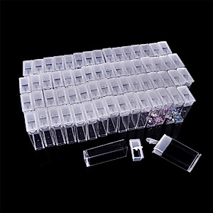 Transparent Storage Box w/ 64 Slots Plastic Beads Storage Container Box Multi Storage Jars Diamond Nail Art Accessory Box DIY Art Craft Diamond Painting Box Small Parts Beads Jewelry Organization Case