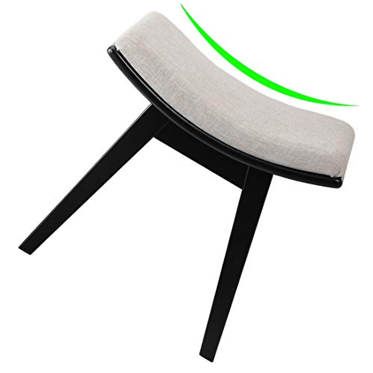 URFORESTIC Vanity Stool, Modern Makeup Dressing Stool with Concave Seat Surface,Capacity 300lb, Easy Assembly (Black)