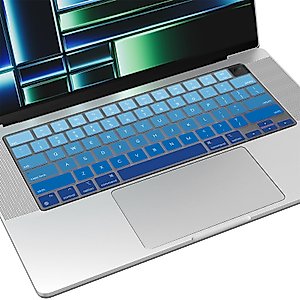 Soke Premium Keyboard Cover Skin, for 2021-2024 MacBook Pro 14" 16" M4 M3 M2 M1 Pro/Max(A2918 A2992 A2991 A2442 A2485 A2780), MacBook Air 15.3"/13.6" M3 M2(A2941 A2681), US ANSI Layout,Ombre Blue