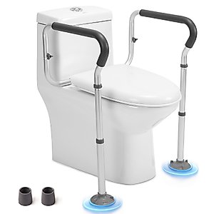 Toilet Safety Rail for Seniors, Toilet Grab Bars for Seniors and Disabled, Toilet Handles for Elderly with Adjustable Width and Height, 350 lb Weight Capacity, FSA/HSA Eligible (White)
