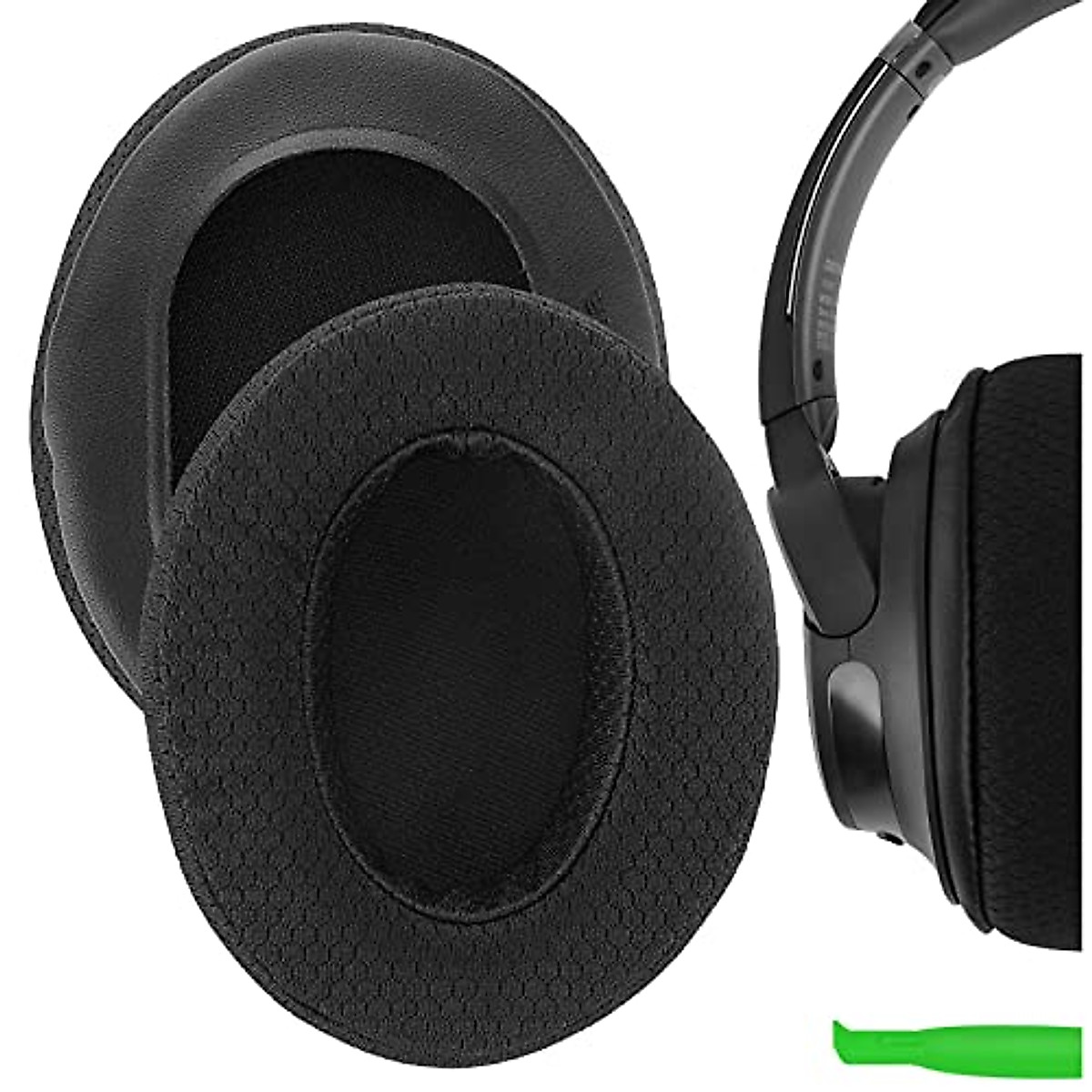 Geekria PRO Extra Thick Mesh Fabric Replacement Ear Pads for Sony WH-CH700N, WH-CH710N, WH-CH720N Headphones Ear Cushions, Ear Cups Cover Repair Parts (Black)