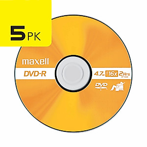 Maxell 638033 DVD-R Gold - Superior Archival Life for Storing Valuable Data -Write Once DVD-R 4.7 Gb Card 5 Disc Pack,Multicolor