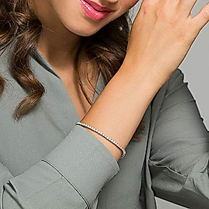 PAVOI 14K Gold Plated Cubic Zirconia Classic Tennis Bracelet | Rose Gold Bracelets for Women | 6.5 Inches