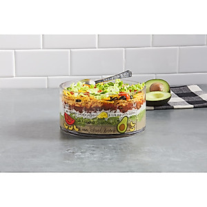 Mud Pie Glass Ingredients Bowl Set, 7 Layer Dip, bowl4 x 8" dia | spoon 6"