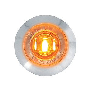 GG Grand General 87061 Amber 1" Mini Wide Angle Single LED Marker Sealed Light with Clear Lens and Chrome Plastic Bezel, Amber/Clear