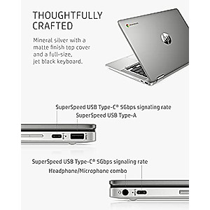 HP Chromebook x360 14 Laptop, Intel Celeron Processor, 4 GB RAM, 32 GB eMMC, 14” HD (1366 x 768), Chrome OS, Webcam & Dual Mics, Work, Entertainment, School, Long Battery Life (14a-ca0040nr, 2021)