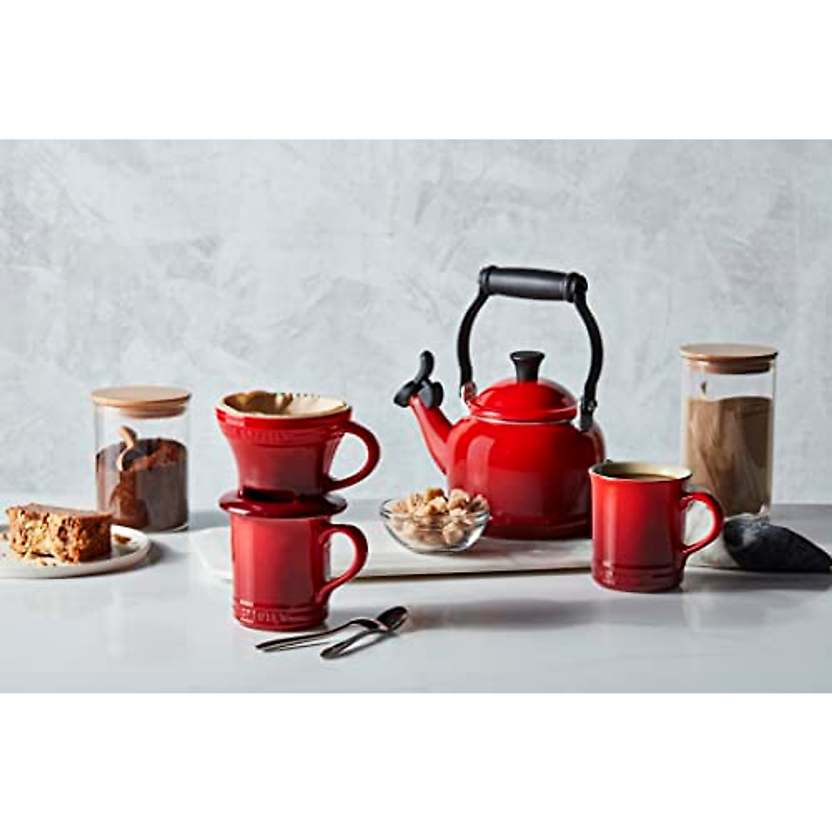 Le Creuset Enamel On Steel Demi Tea Kettle, 1.25 qt., Cerise