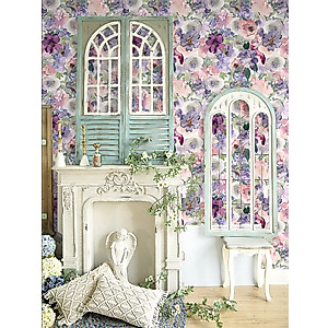 Luvdecor Floral Peel and Stick Wallpaper Removable Wallpaper Peel and Stick Boho Wallpaper for Bedroom Bathroom Renter Wallpaper Floral Contact Paper for Kitchen Cabinet Accent Wall 17.7 * 118in