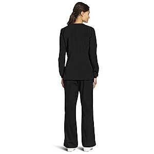 WonderWink Women's Four Way Stretch Sporty Snap Jacket, Black, Small