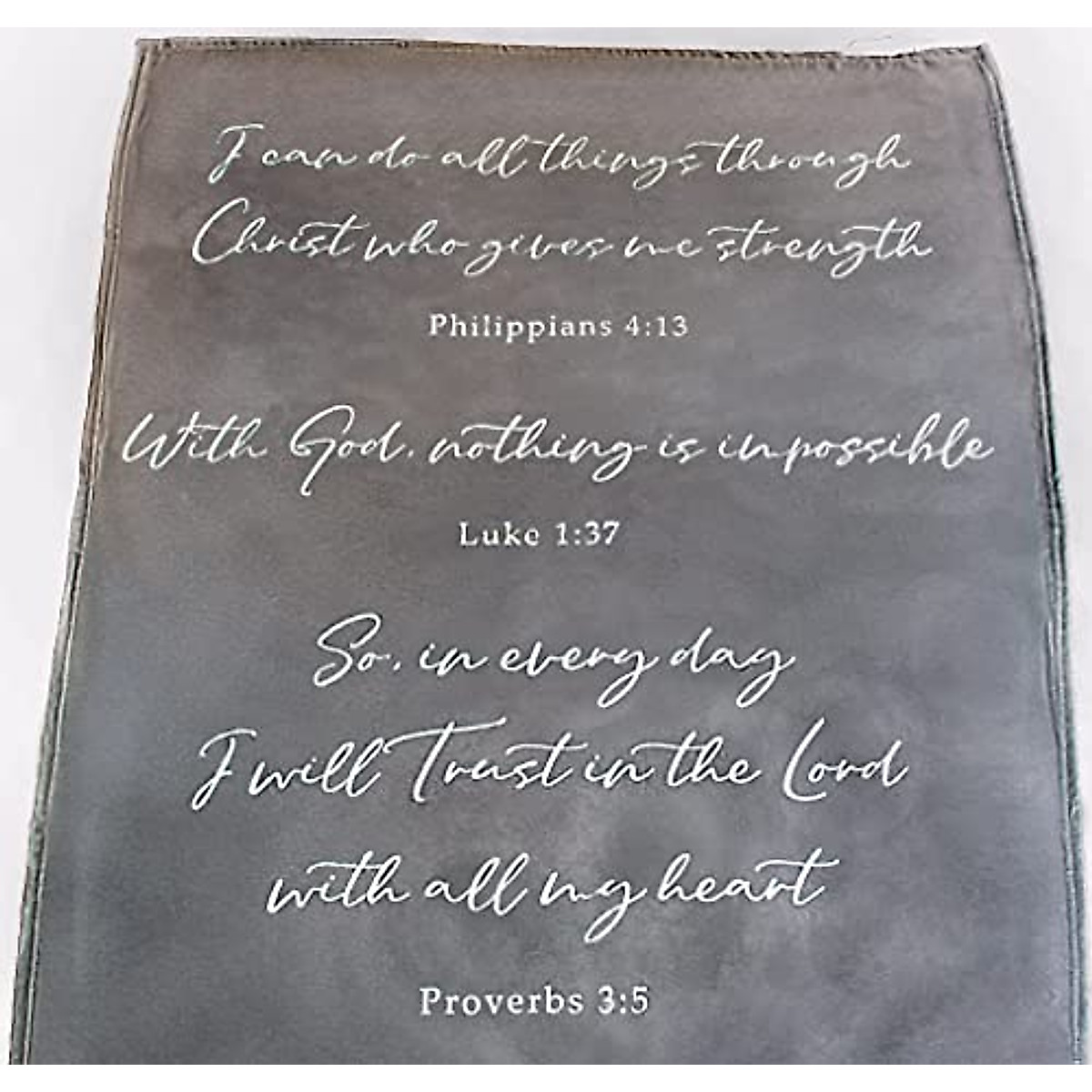 Double Creek Lightweight Scripture Throw Blanket Inspirational Verses Philippians 4:13, Luke 1:37, Proverbs 3:5, Comfort Blanket 50"x 60" Get Well Gift Men Women