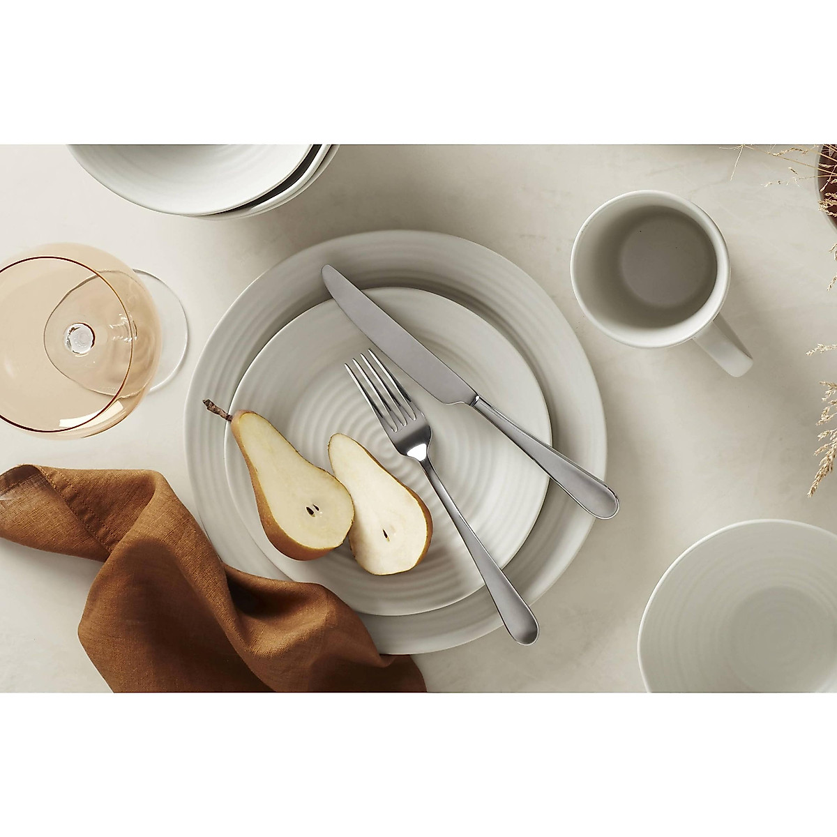 Oneida 895944 Ridge White Mugs, Set Of 4