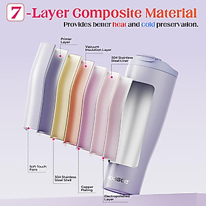 FOHGEE 40oz Tumbler with Handle and Straw Lid【Magnetic lid + Removable built-in straw】100% Leak-proof Travel Coffee Mug, Stainless Steel Insulated Cup, Keeps Cold for 24Hrs (ChillWave Purple Whirl)