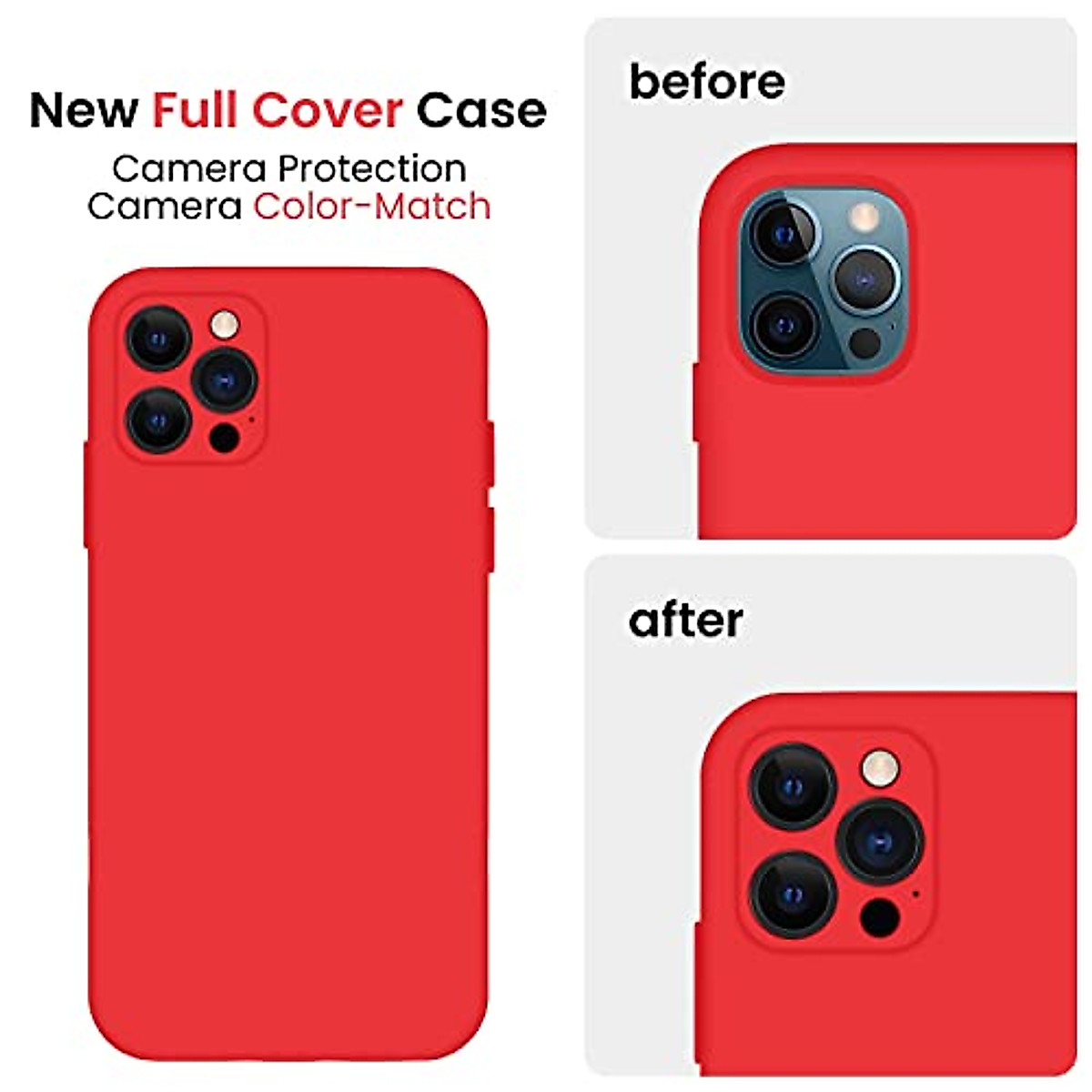 FireNova for iPhone 12 Pro Max Case, Silicone Upgraded [Camera Protecion] Phone Case with Soft Anti-Scratch Microfiber Lining, 6.7 inch, Red