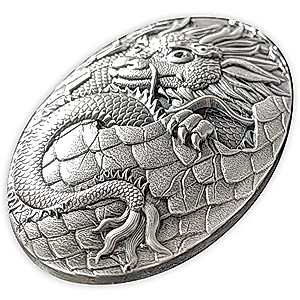 2024 DE Modern Commemorative PowerCoin Dragon Egg 3d Shaped 5 Oz Silver Coin 250 Francs Djibouti 2024 Antique Finish