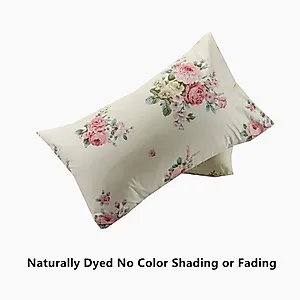 100% Cotton 600 Thread Count Pillow Case Set of 2, Standard Size Floral Pillow Covers for Sleeping, Breathable Easy to Wash