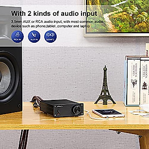 AIYIMA A07 TPA3255 Power Amplifier 300Wx2 HiFi Class D Stereo Digital Audio Amp Mini 2 Channel Amplifier for Passive Speaker Desktop Bookshelf Home Theater System with DC 32V Power Adapter