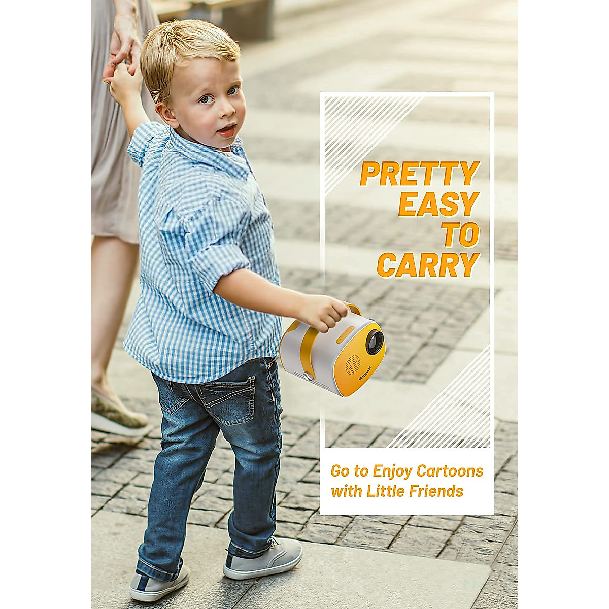 Mini Projector,GooDee Portable Projector for iPhone, 1080p Supported Movie Projector, 2500lux Small Home Video LED Pico Pocket Phone Projector for Bedroom Laptop HD USB AV Interfaces