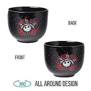 Silver Buffalo Disney Nightmare Before Christmas Jack Skellington Ceramic Ramen Noodle Rice Bowl with Chopsticks, Microwave Safe, 20 Ounces
