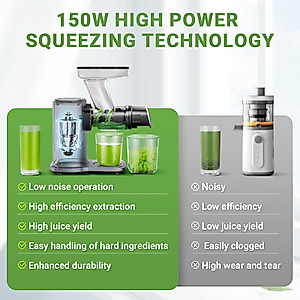 Masticating Cold Press Juicer Machines: Easy Clean Small Mouth Cold Pressed Juicers for Fruit - Kitchen Aid Professional Juicing Estractor for Vegetales - Slow Speed Electric Horizontal Juice Presser