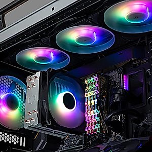 Cooler Master Mobius 140P ARGB High Performance Interconnecting Ring Blade Fan, PWM 2400rpm, Loop Dynamic Bearing, ARGB Customizable LEDs for PC Case, Liquid and Air Cooler (MFZ-M4DN-19NP2-R1),Black