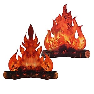 Fake Campfire Decoration - 3D Cardboard Fake Fire Centerpiece with Artificial Flames for Camping, Classroom Parties, Bachelorette Celebrations & More - Vibrant Red Orange Camp Fire Decor (STYLE01)