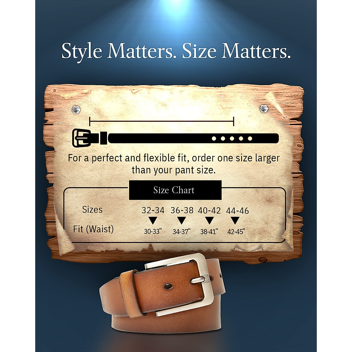 Genuine Leather Dress Belt For Men - Mens Belts For Suits, Jeans, Uniform With Single Prong Buckle - Designed in the USA - Gifts For Men