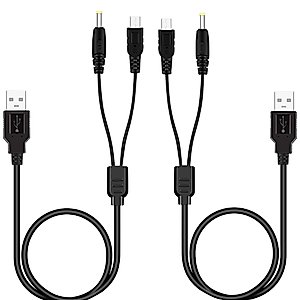 2 Pack PSP Charger Cable, Portable USB PSP Power Cord & Data Cable for Sony PSP 1000 2000 3000, Charging Cord 2-in-1